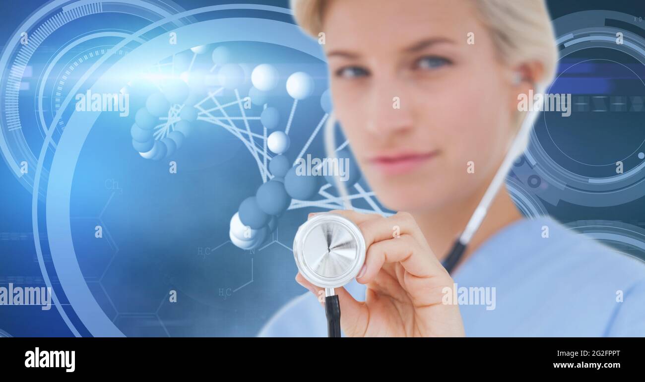Animation dna strand stethoscope over hi-res stock photography and ...