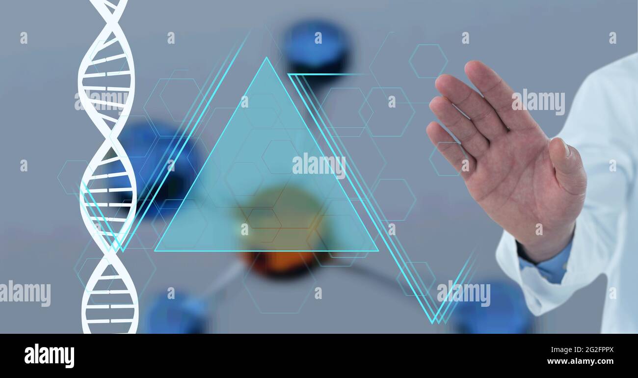 Composition of dna strand and network of triangles and hexagons over ...