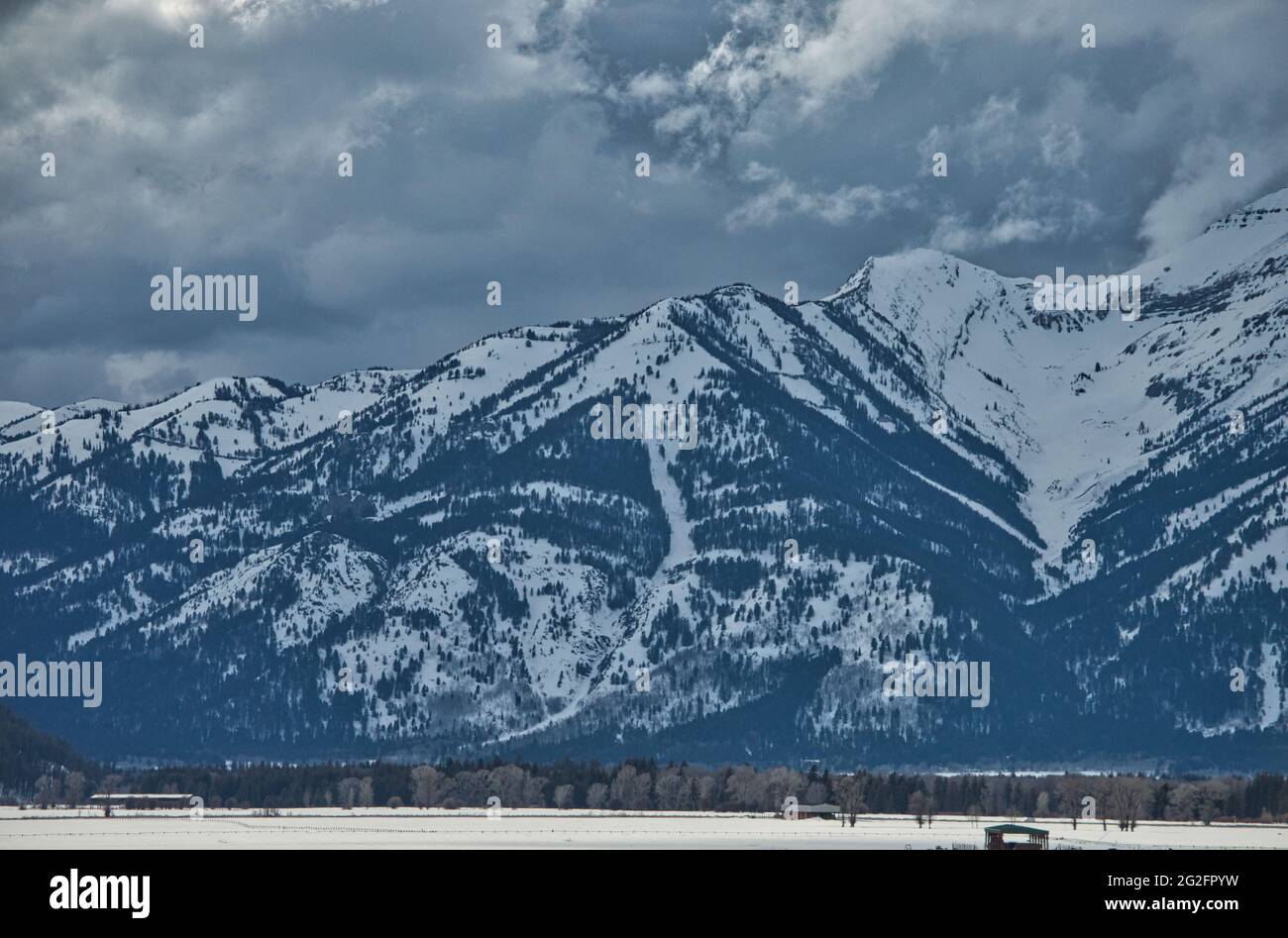 Amazing snow-covered mountains in Grand Teton National Park in ...