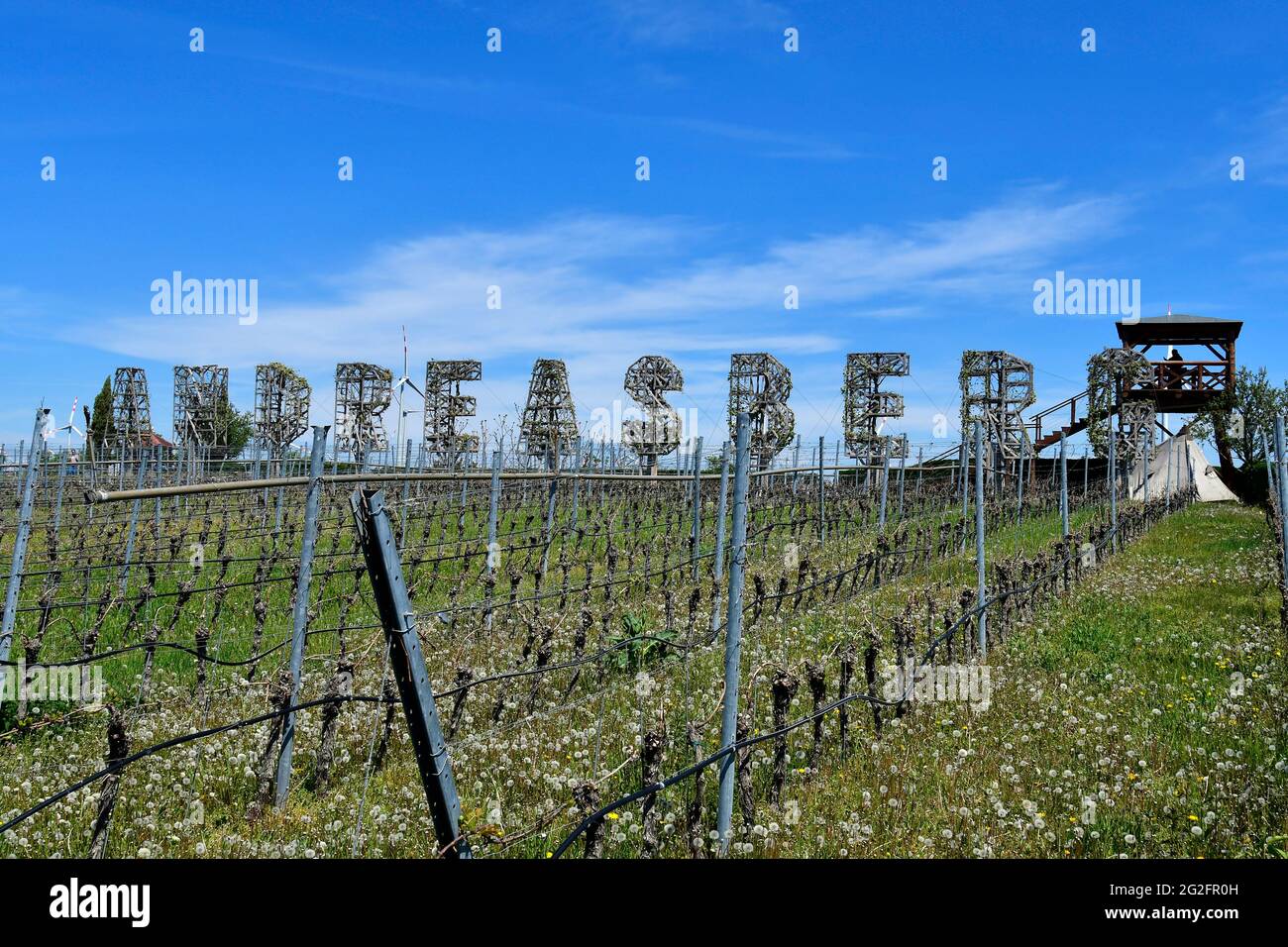 Andau, Austria - May 04, 2021: the public Andreasberg is a hill in the ...