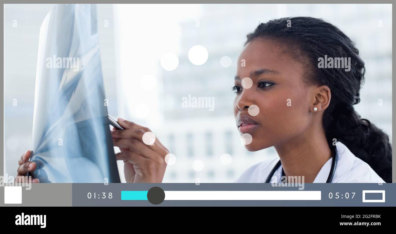 Composition of female doctor on video playback interface screen Stock ...
