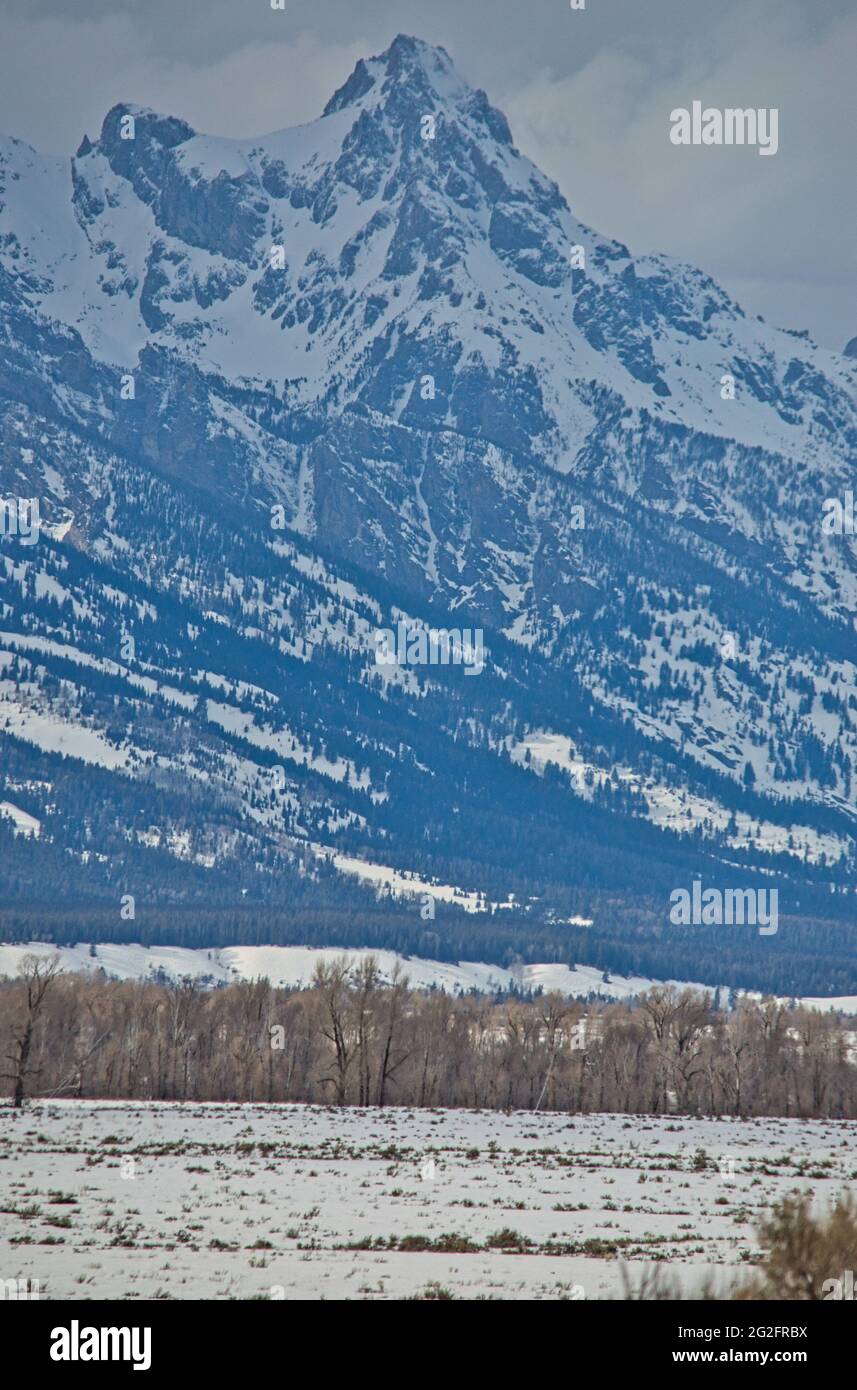 Amazing snow-covered mountains in Grand Teton National Park in ...