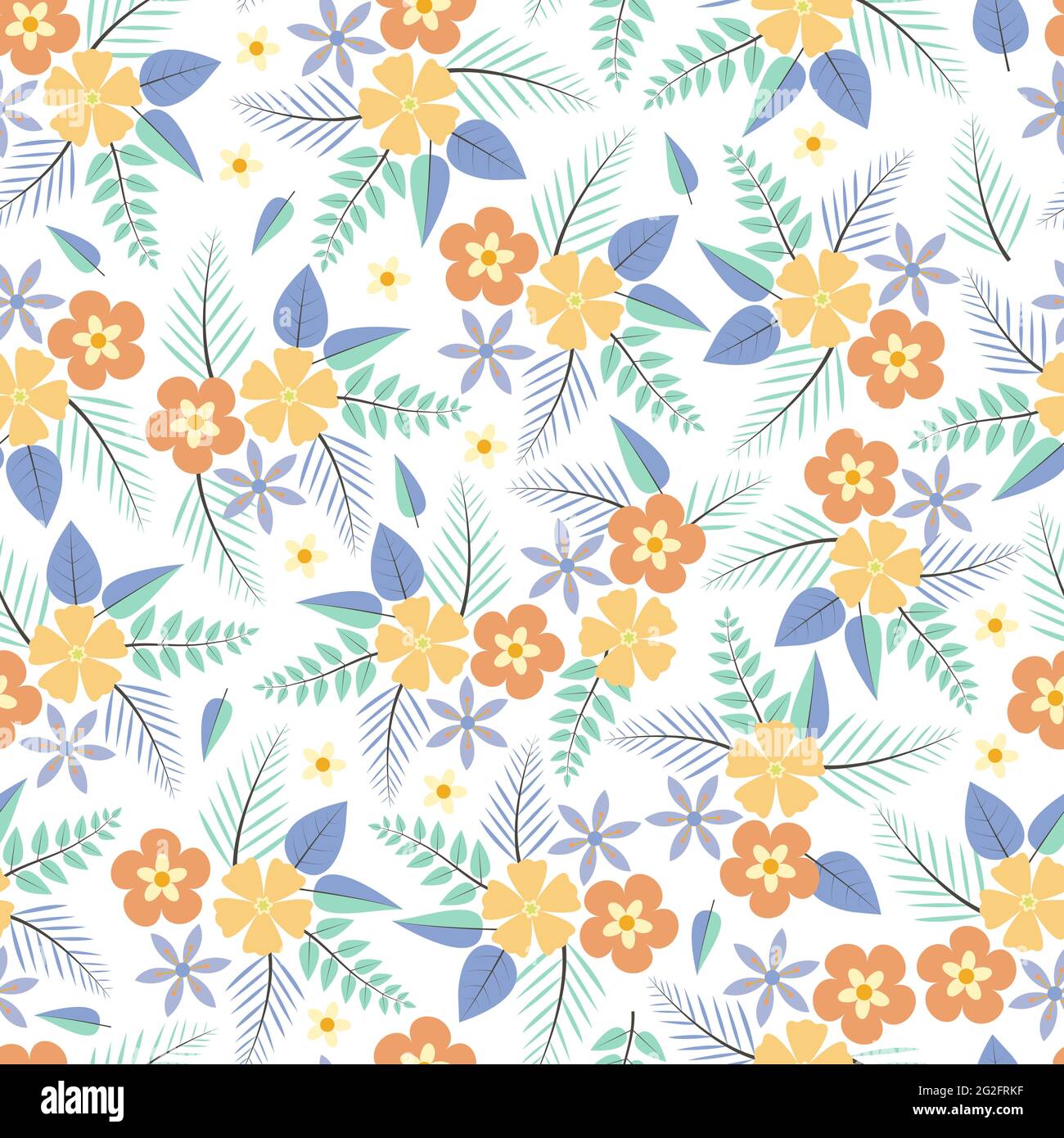 Decorative trendy vector seamless floral ditsy pattern design. Stylish ...