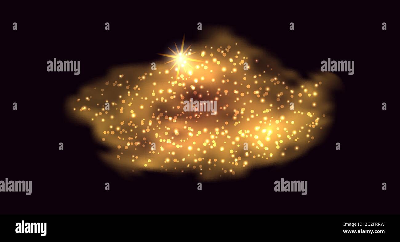 Abstract gold cloud with glowing and glitter effect. Golden smoke with ...