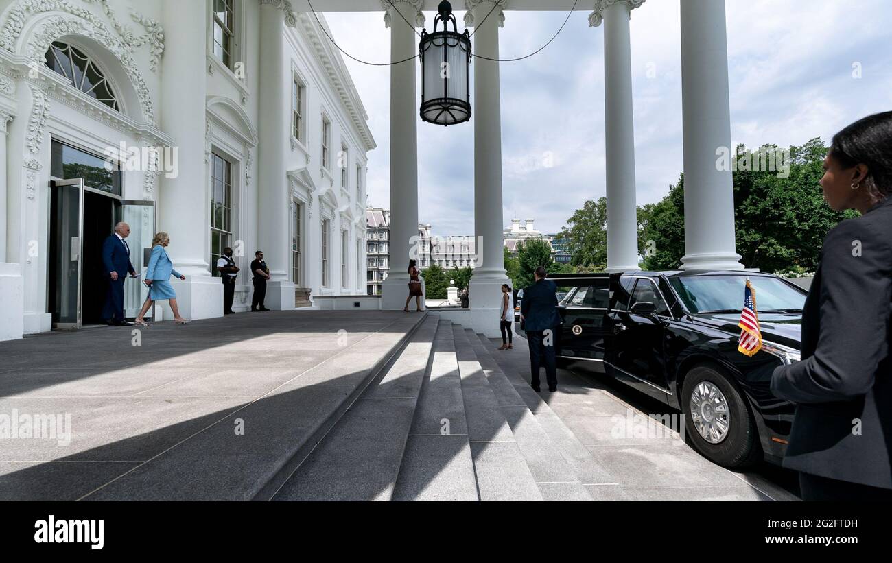 President Joe Biden and First Lady Jill Biden depart the North Portico ...