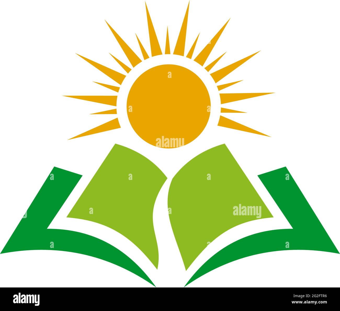 Book Sun Logo Logo Open Book Rising Sun Symbolizes Stock Vector