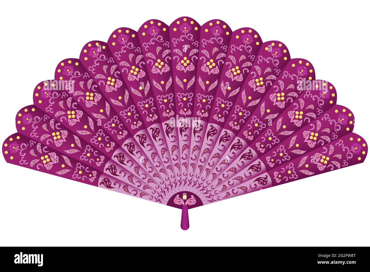 Hand fan ornate with floral decoration pattern in oriental style ...