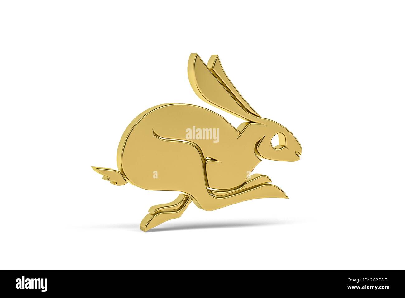 Golden 3d rabbit icon isolated on white background - 3d render Stock ...