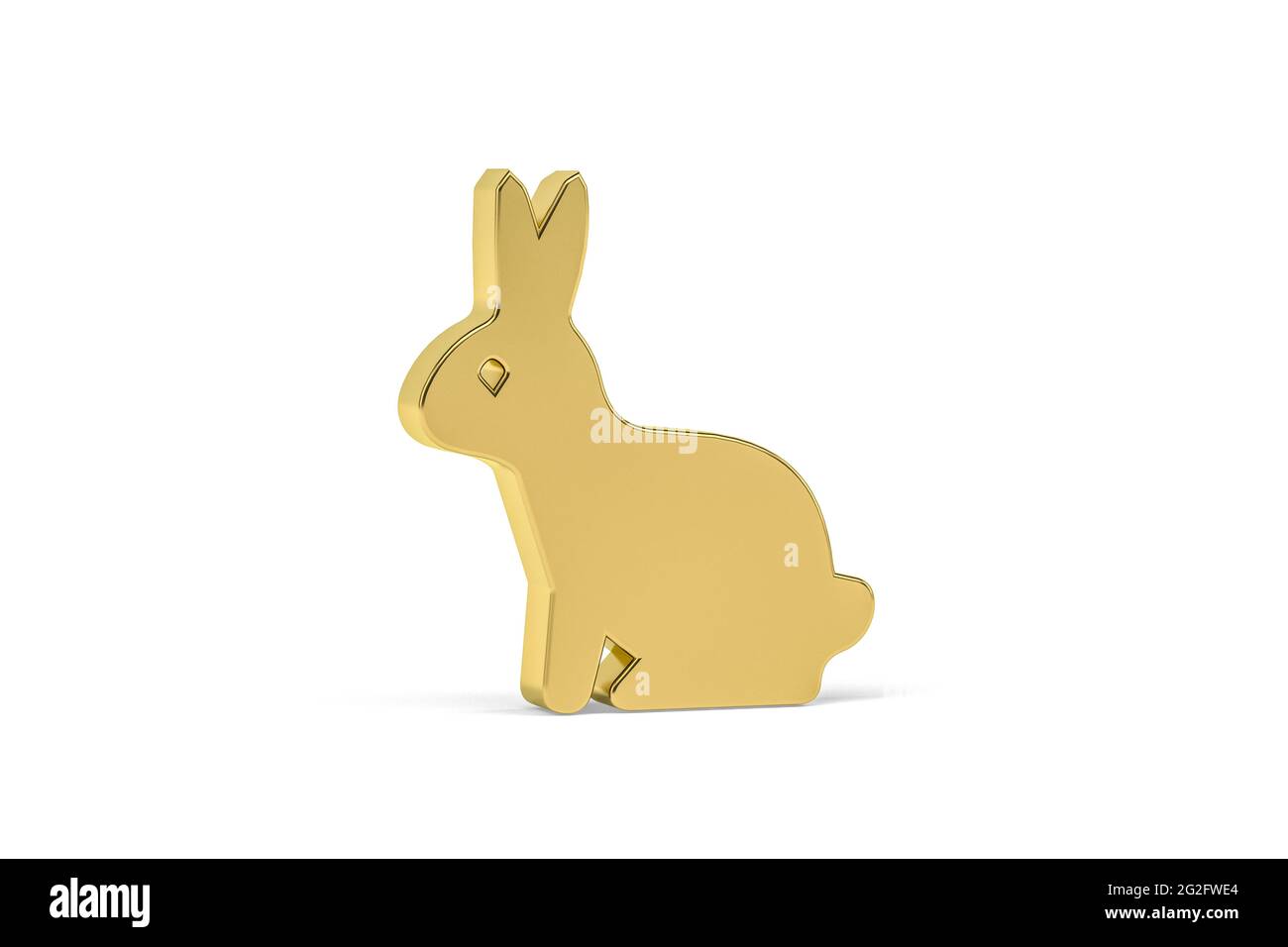 Golden 3d rabbit icon isolated on white background - 3d render Stock ...