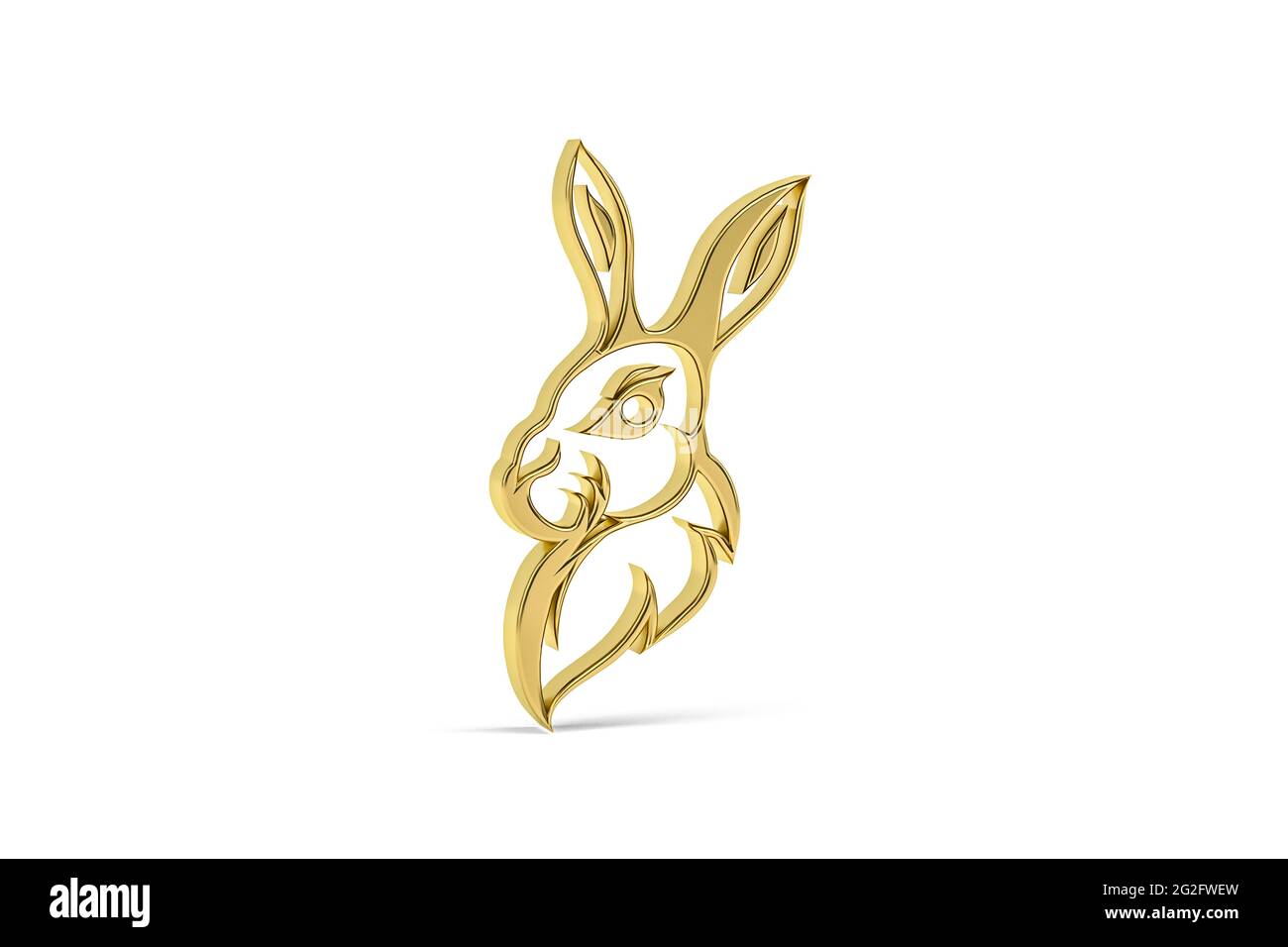 Golden 3d rabbit icon isolated on white background - 3d render Stock ...