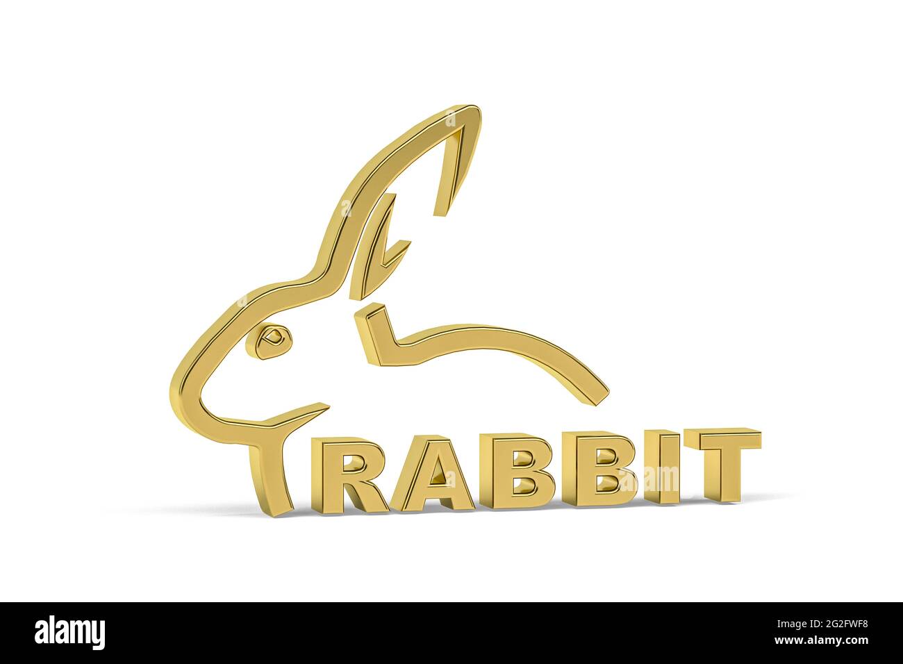 Golden 3d rabbit icon isolated on white background - 3d render Stock ...
