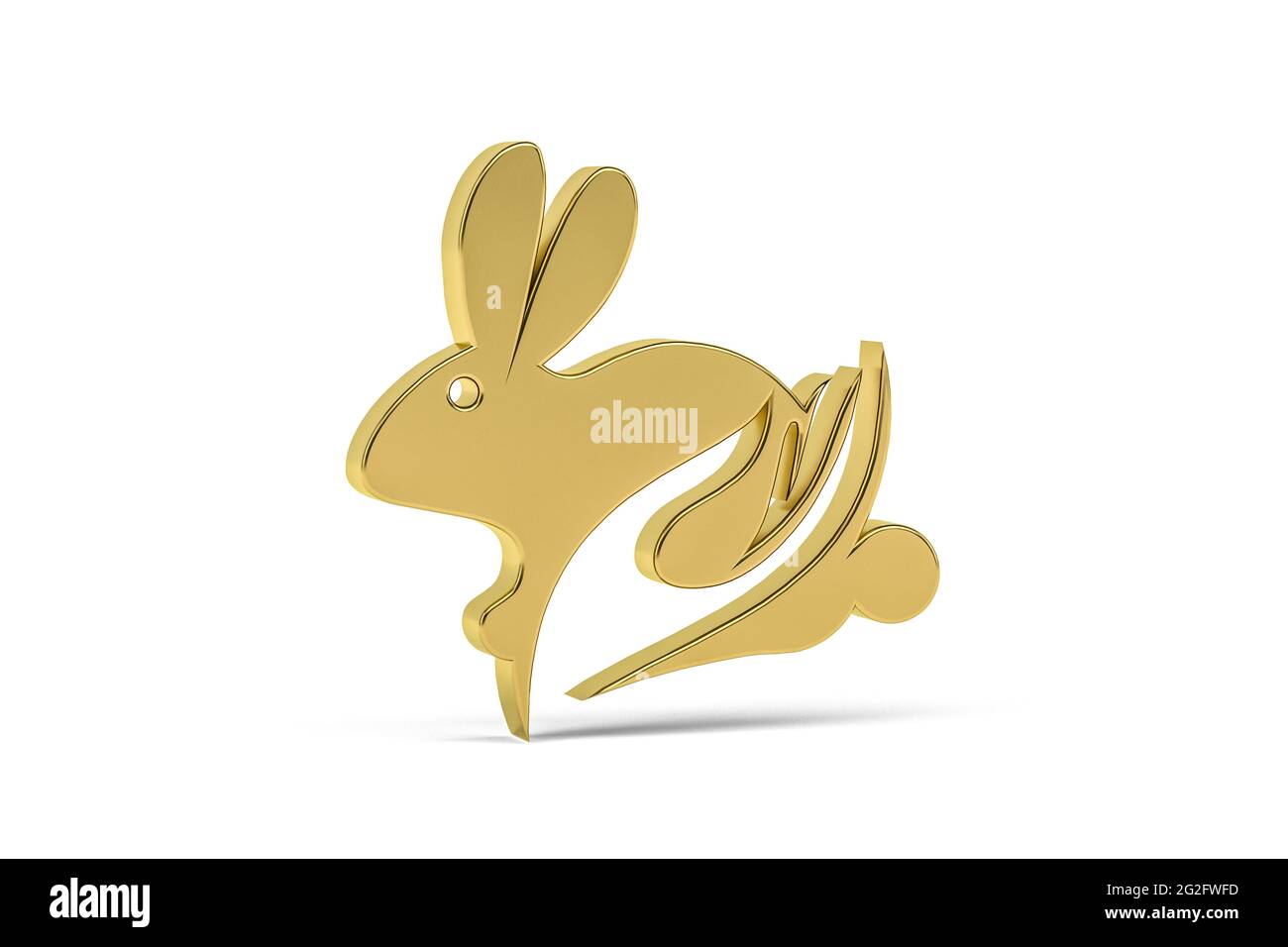 Golden 3d rabbit icon isolated on white background - 3d render Stock ...