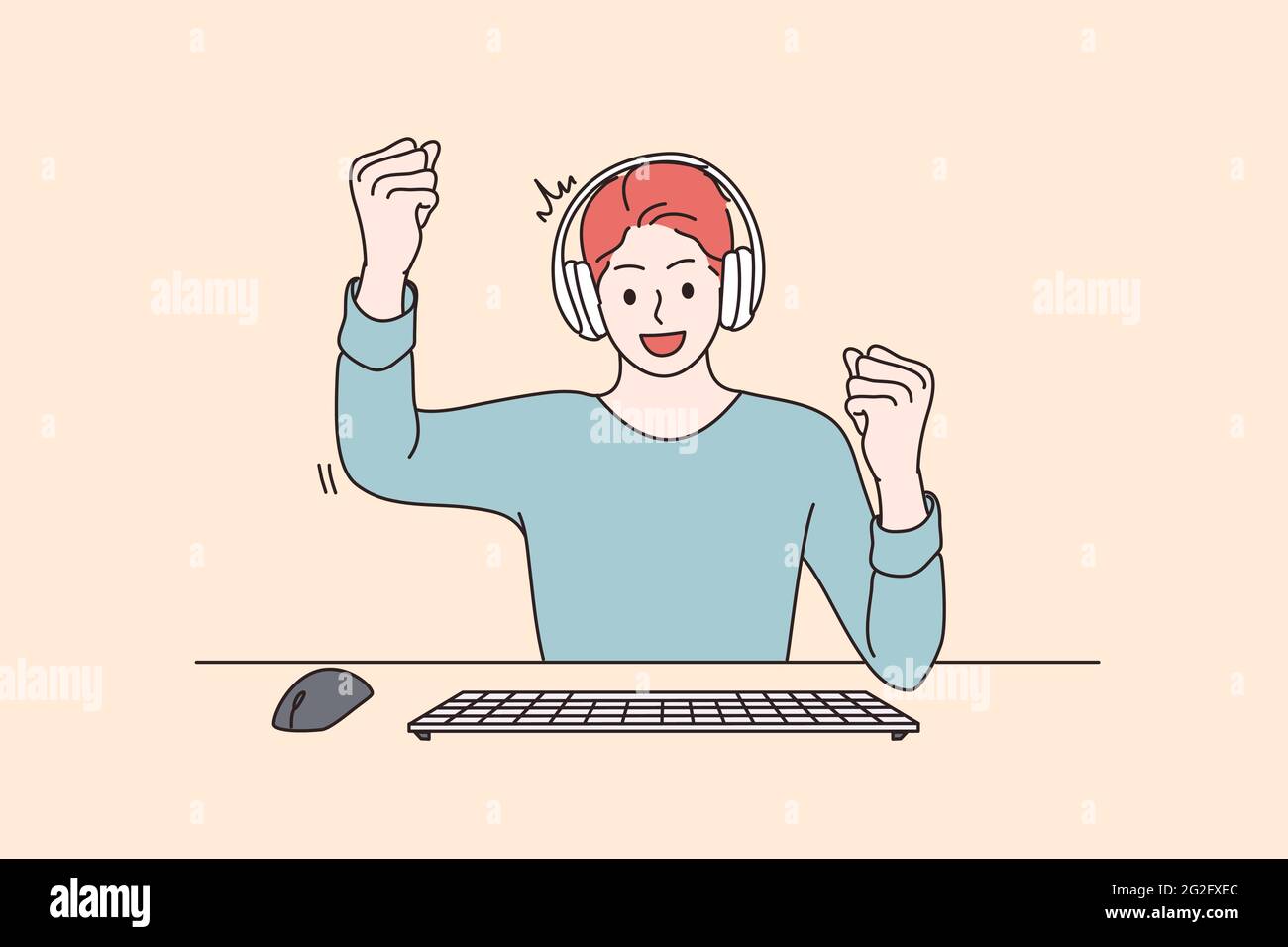 Gambling and winning victory concept. Cheerful enthusiastic happy man ...