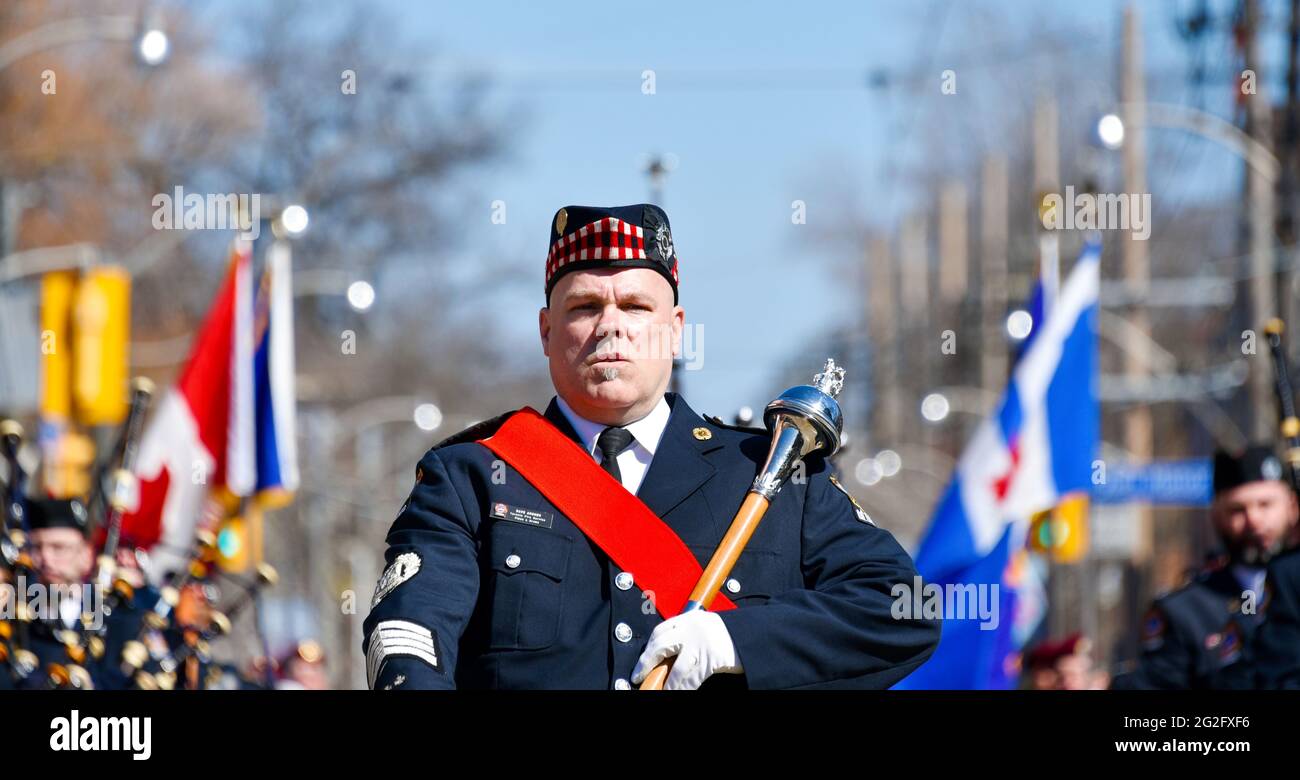 Police Pipe and Drums Band at Lions Club Easter parade, celebrating ...