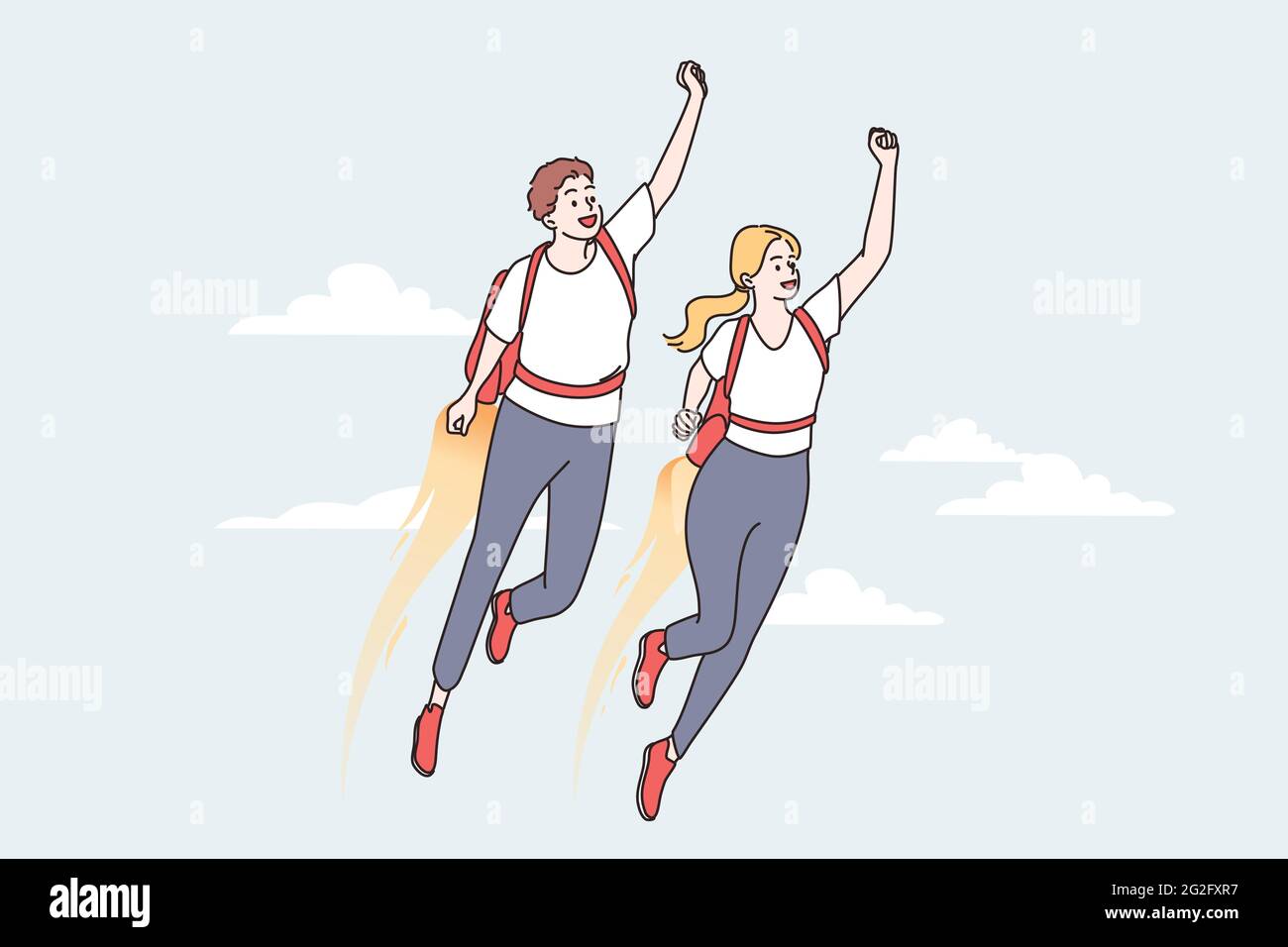 Business success and super power concept. Young smiling positive ...