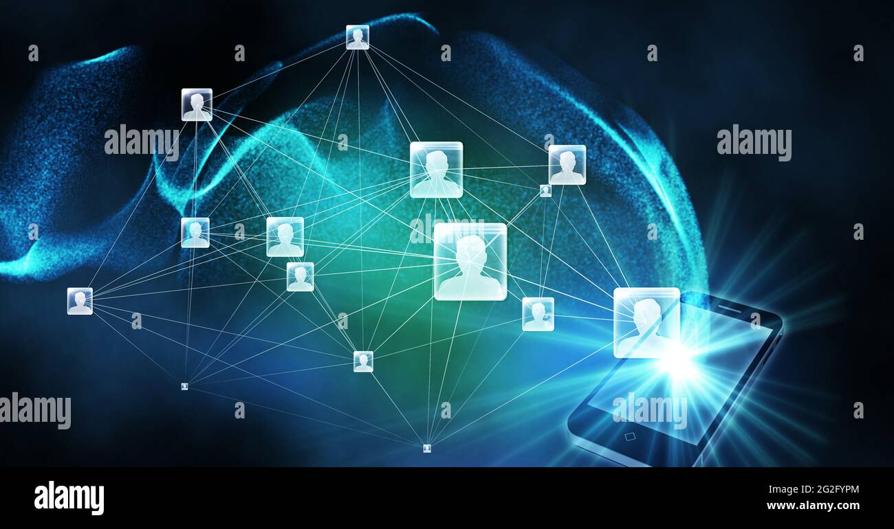 Composition of network of connections with icons over globe Stock Photo ...