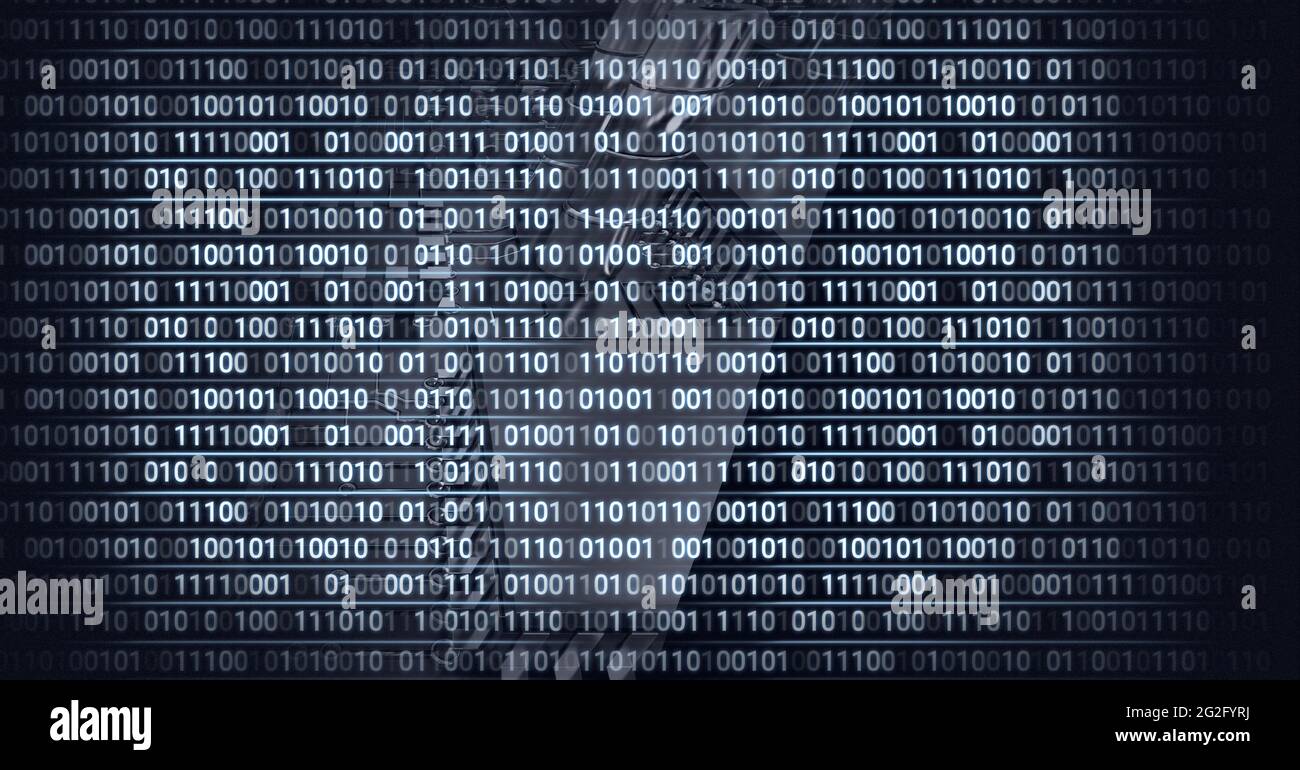 Composition of binary coding processing over computer circuit board Stock Photo - Alamy