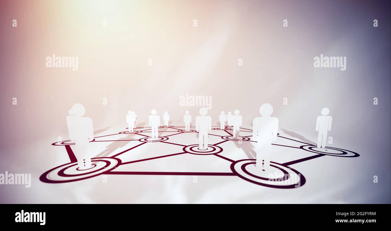 Composition of people silhouettes over network of connections Stock ...