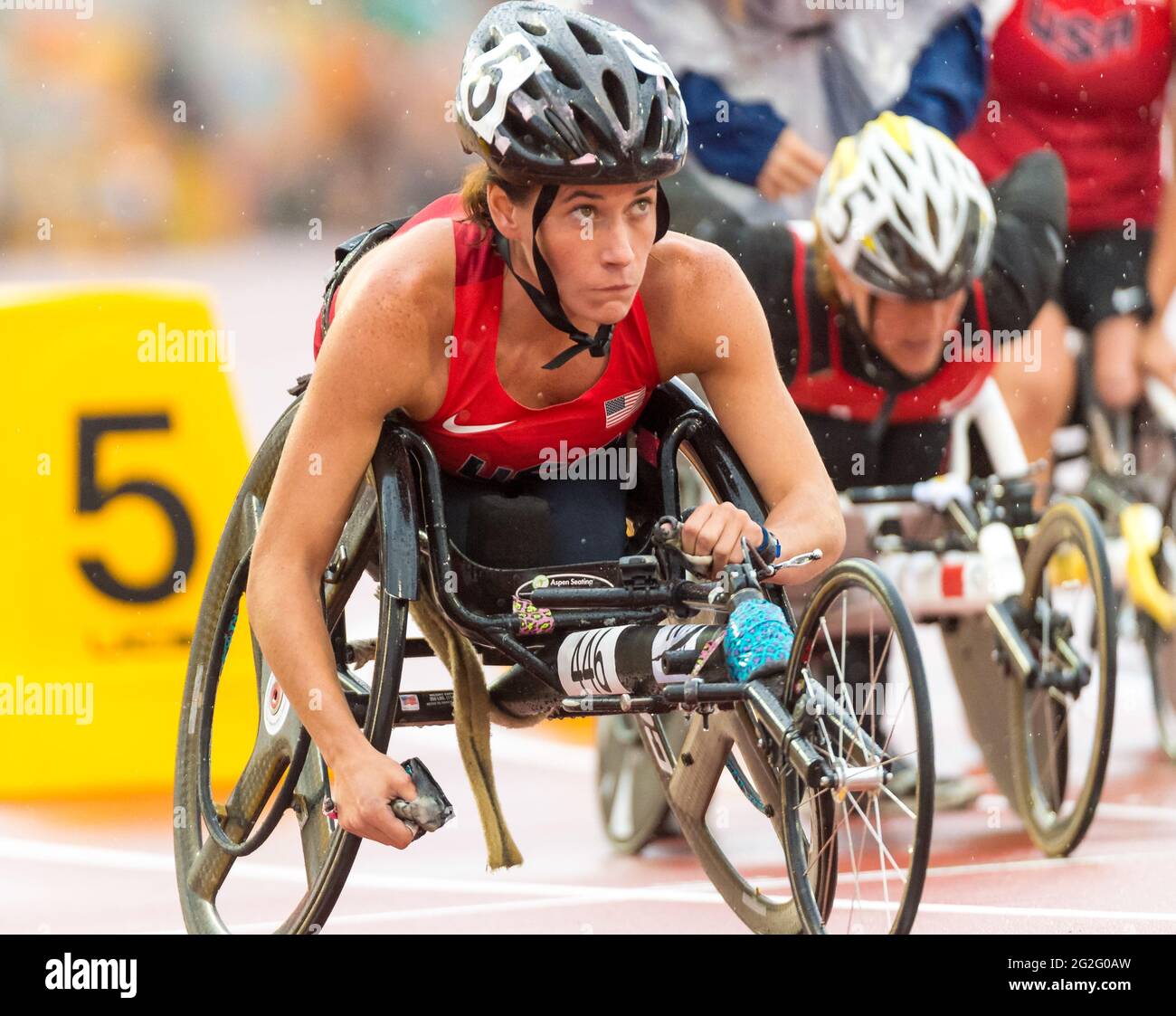 Wheelchair racing athletes competing at the 2015 Parapan American Games ...