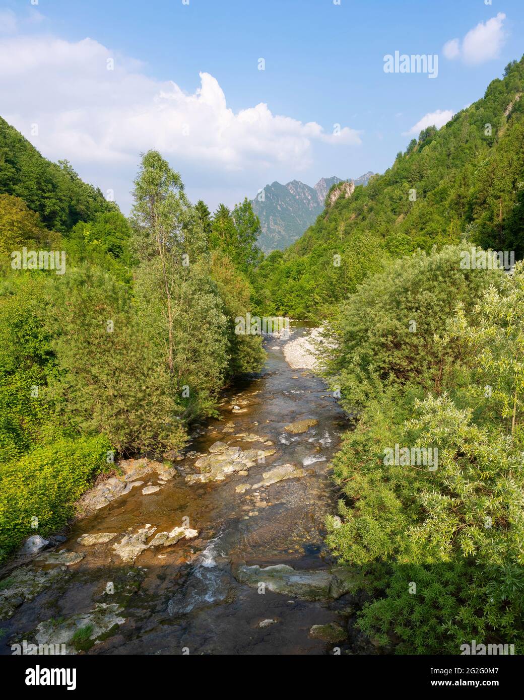 Serio river during the day, Val Seriana Bergamo Stock Photo - Alamy