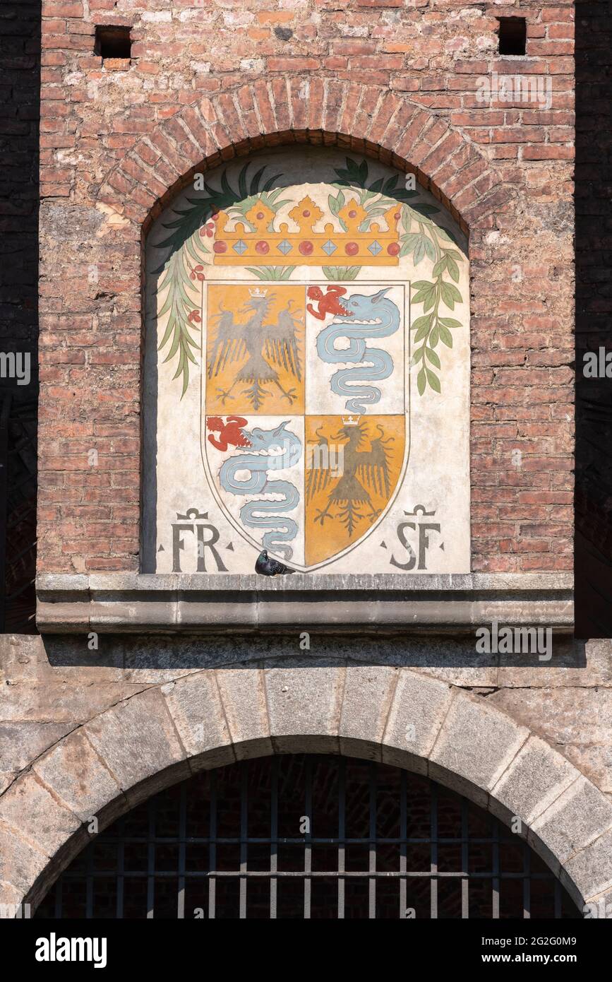 Coat of arms of the Visconti family in the Sforza Castle. Milan, Italy ...