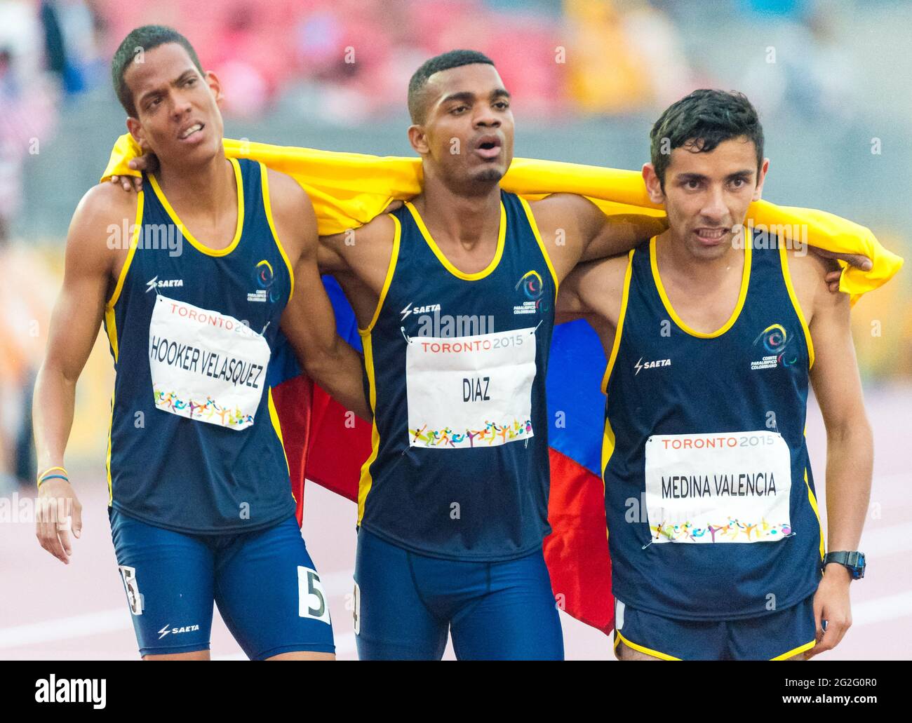 Colombian athletes Hooker Velasquez, Diaz Mosquera and Medina Valencia ...