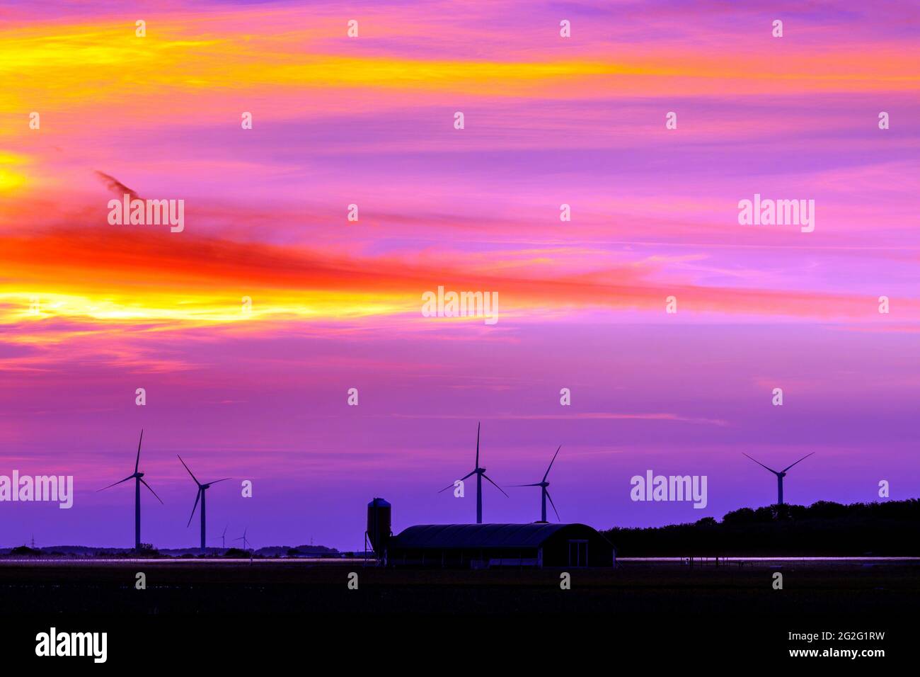 Wind turbine sunset pink hi-res stock photography and images - Alamy