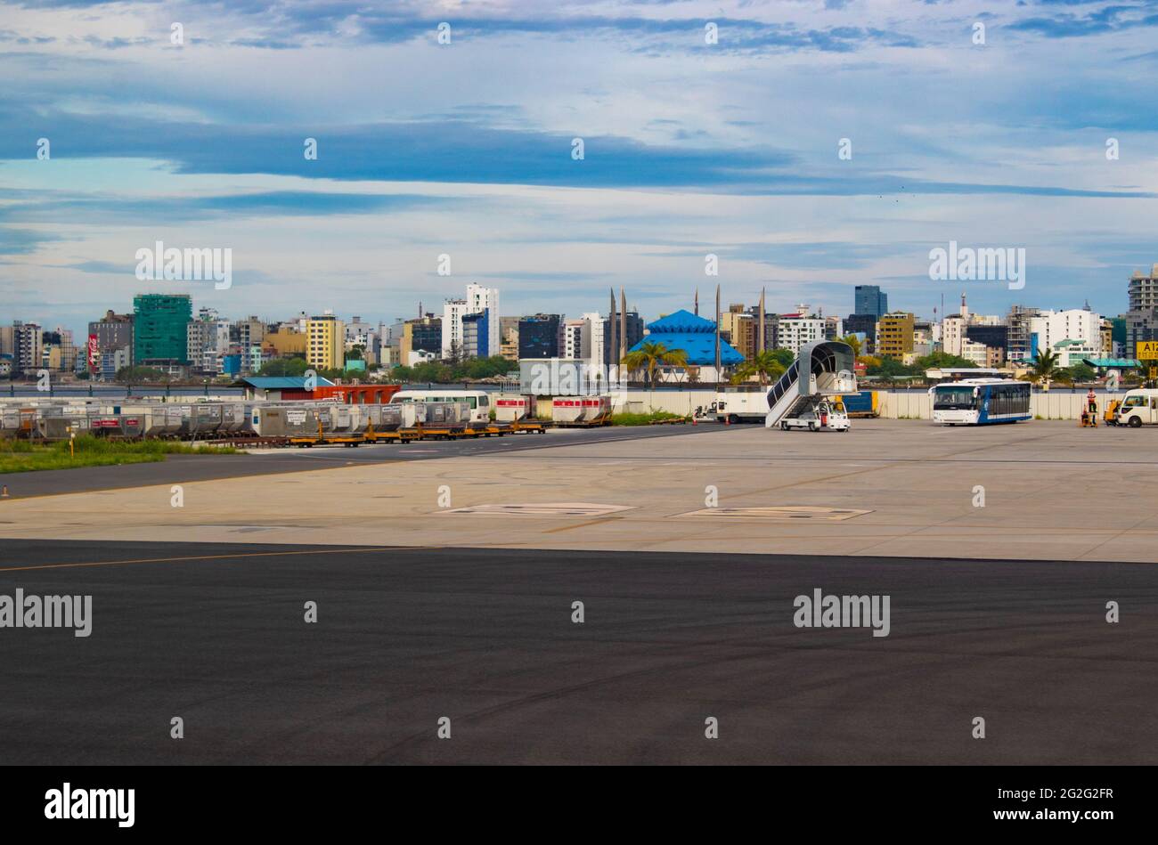 View of the runway of Velana International Airport,Male,Maldives.This ...