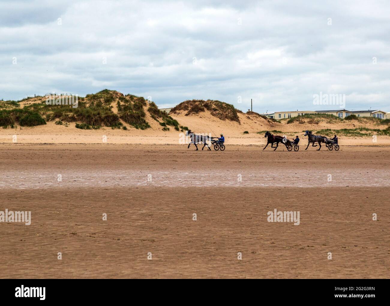 Horse and trap on the beach at Redcar, Cleveland Stock Photo - Alamy