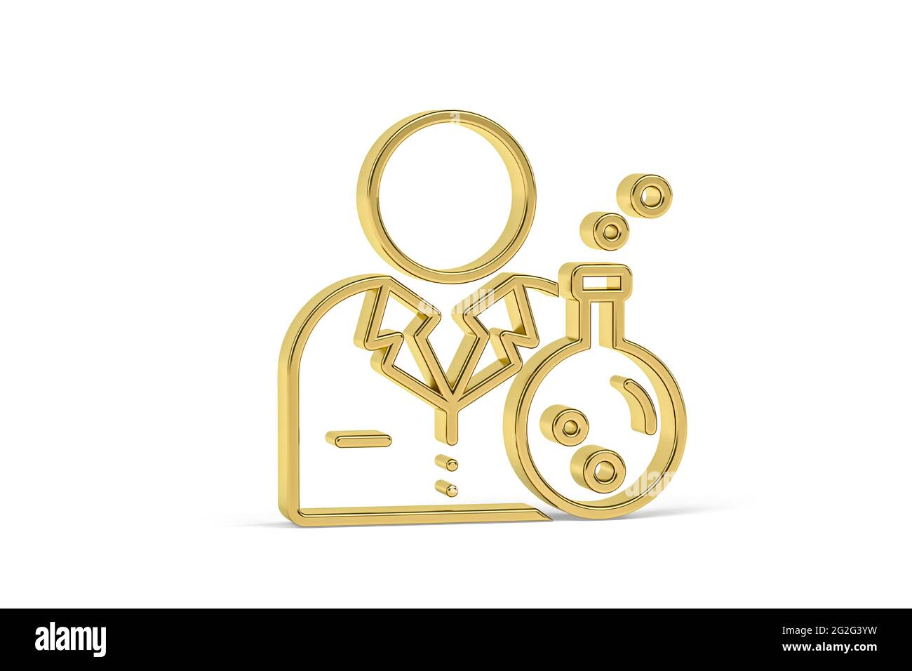 Golden 3d scientist icon isolated on white background - 3d render Stock ...