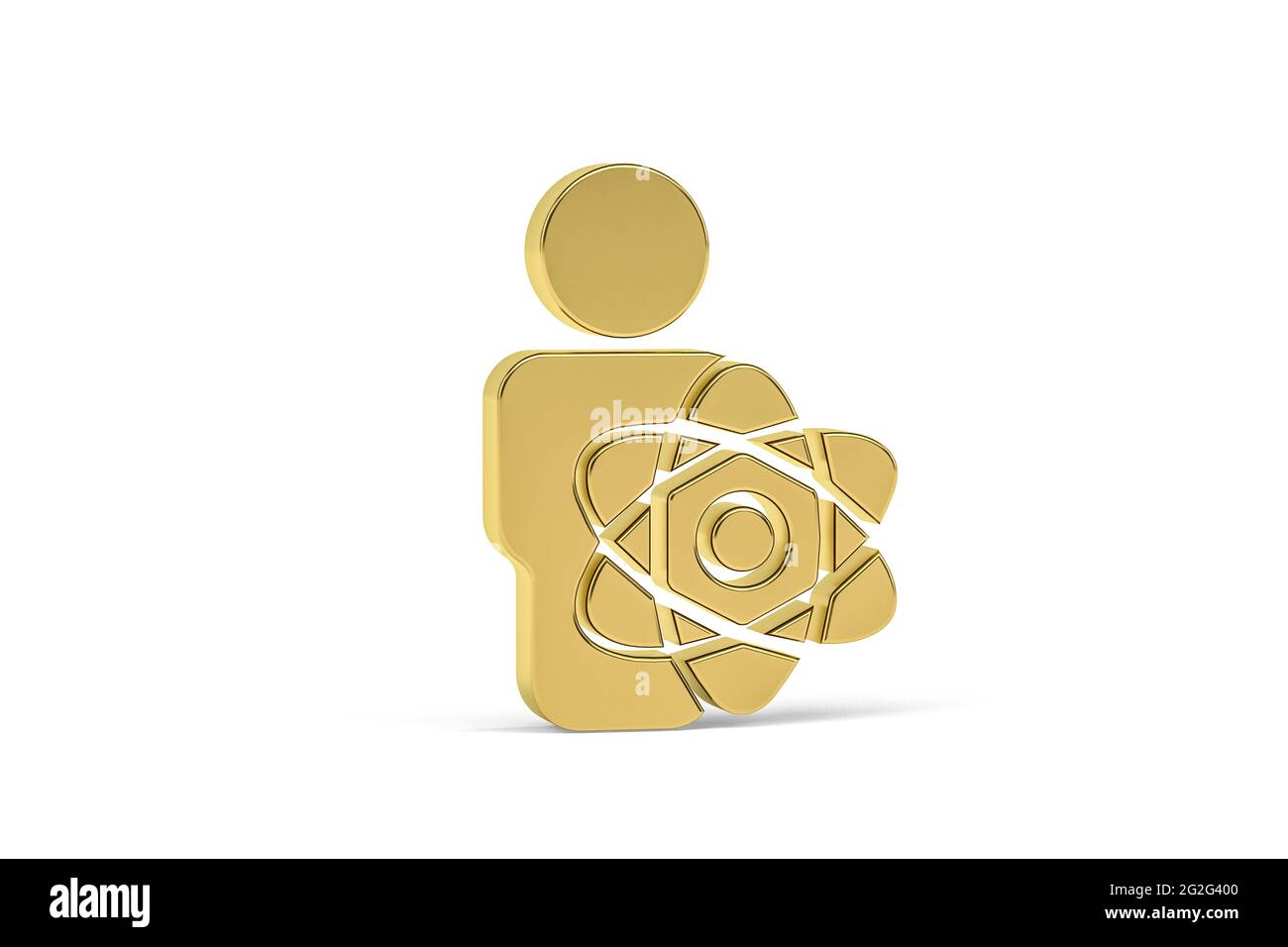 Golden 3d scientist icon isolated on white background - 3d render Stock ...