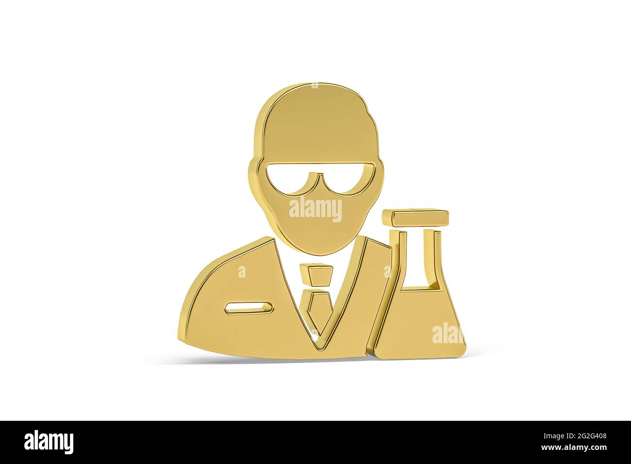 Golden 3d scientist icon isolated on white background - 3d render Stock ...