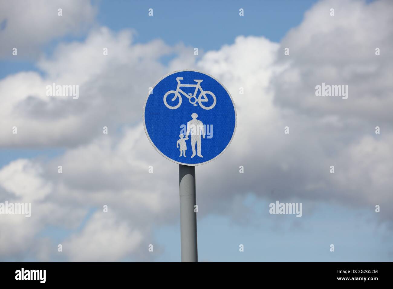 Blue sign showing joint footpath and cycle path at Clydebank beside the ...