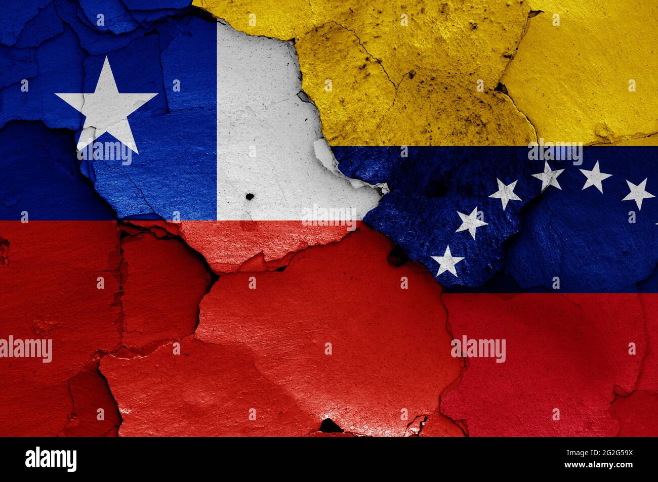 flags of Chile and Venezuela painted on cracked wall Stock Photo - Alamy