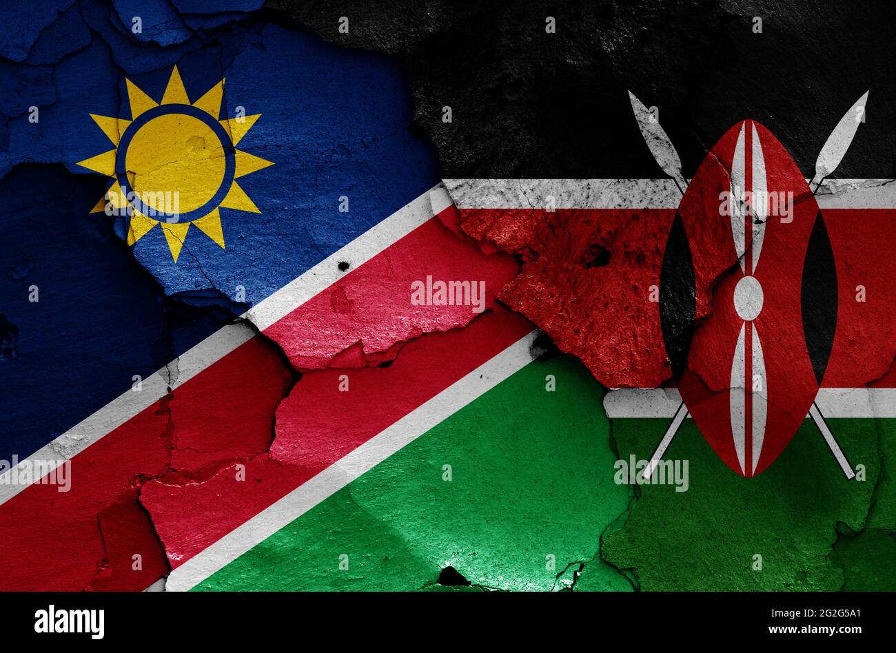 flags of Namibia and Kenya painted on cracked wall Stock Photo - Alamy