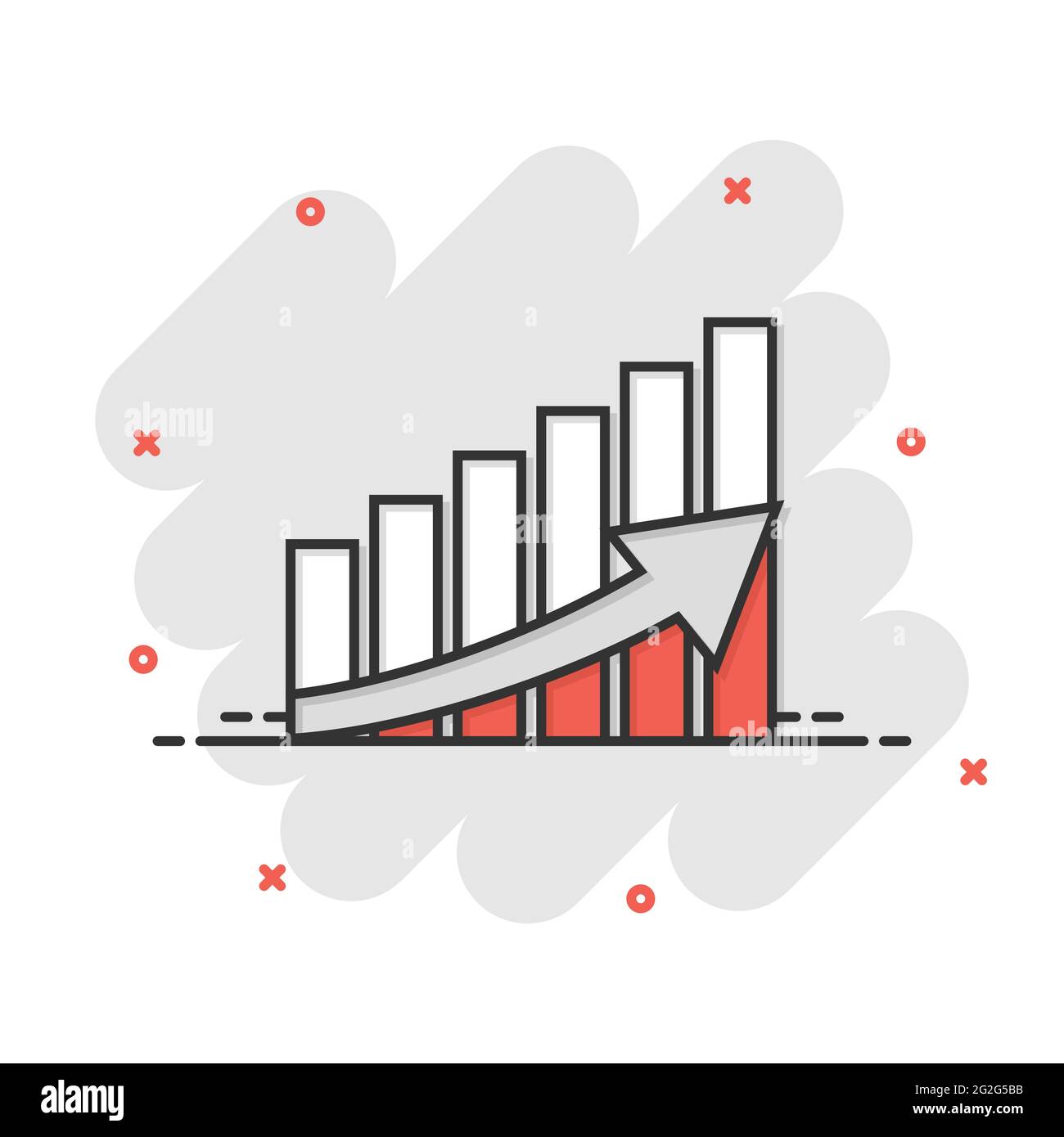 Growth arrow icon in comic style. Revenue cartoon vector illustration ...