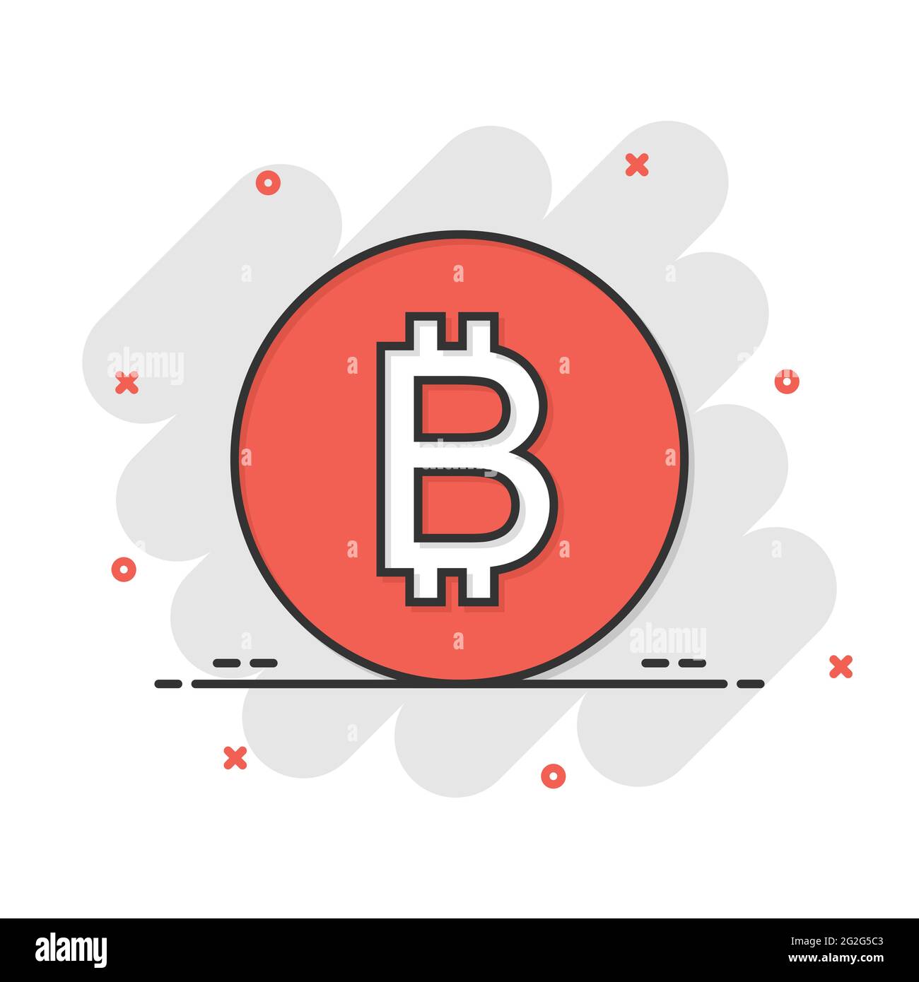Bitcoin icon in comic style. Blockchain cartoon vector illustration on ...