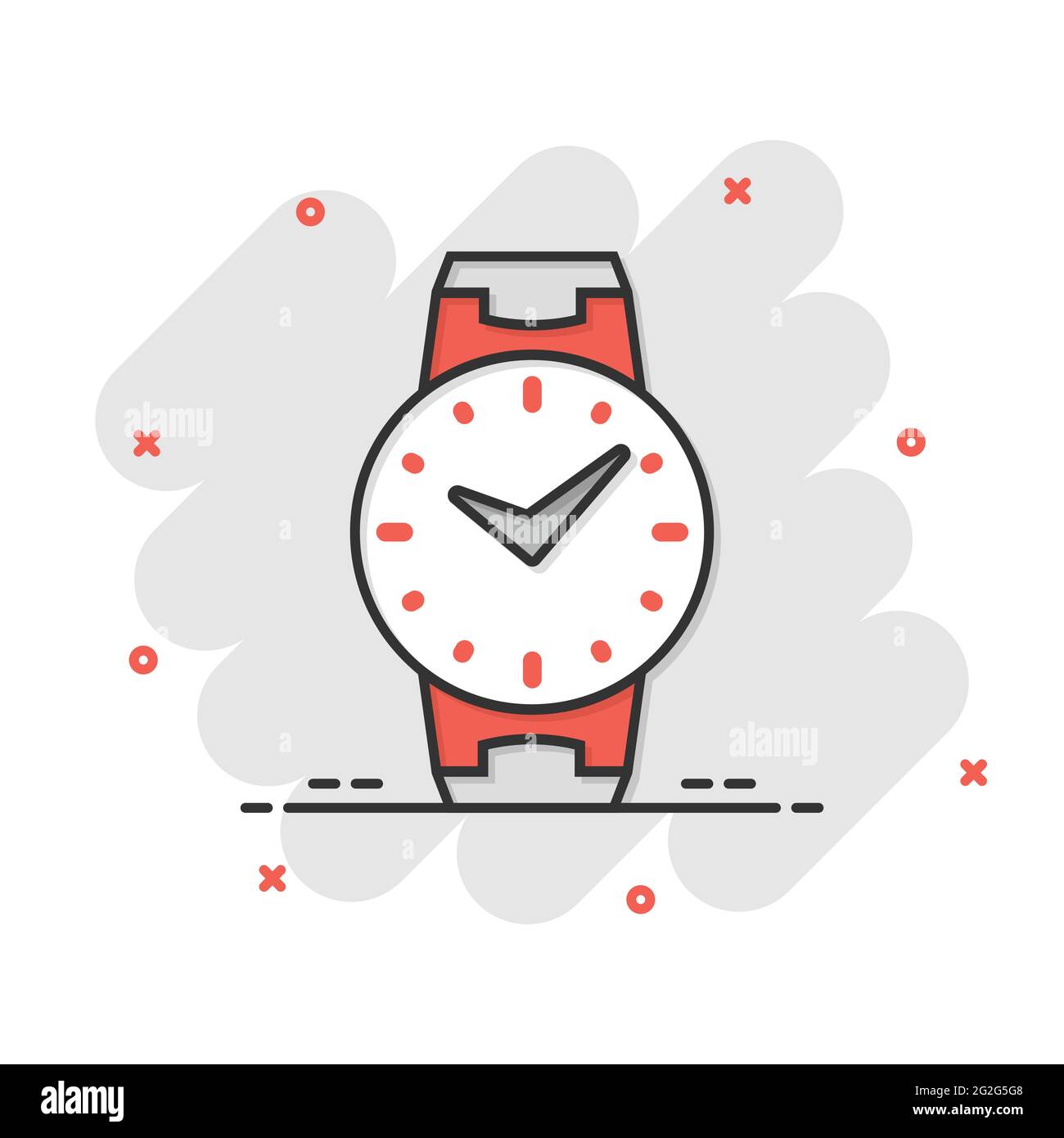 Wrist watch icon in comic style. Hand clock cartoon vector illustration ...