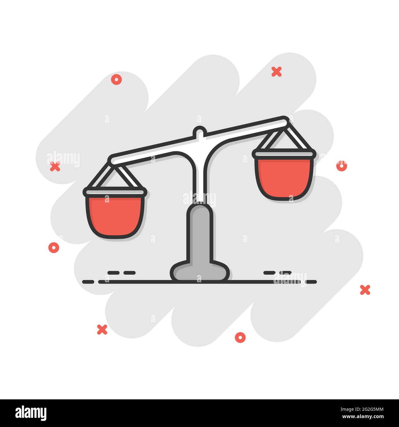 Scale balance icon in comic style. Justice cartoon vector illustration ...