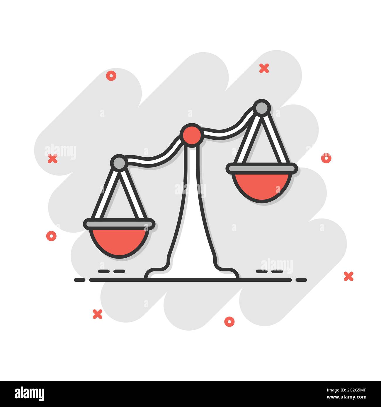 Scale balance icon in comic style. Justice cartoon vector illustration ...