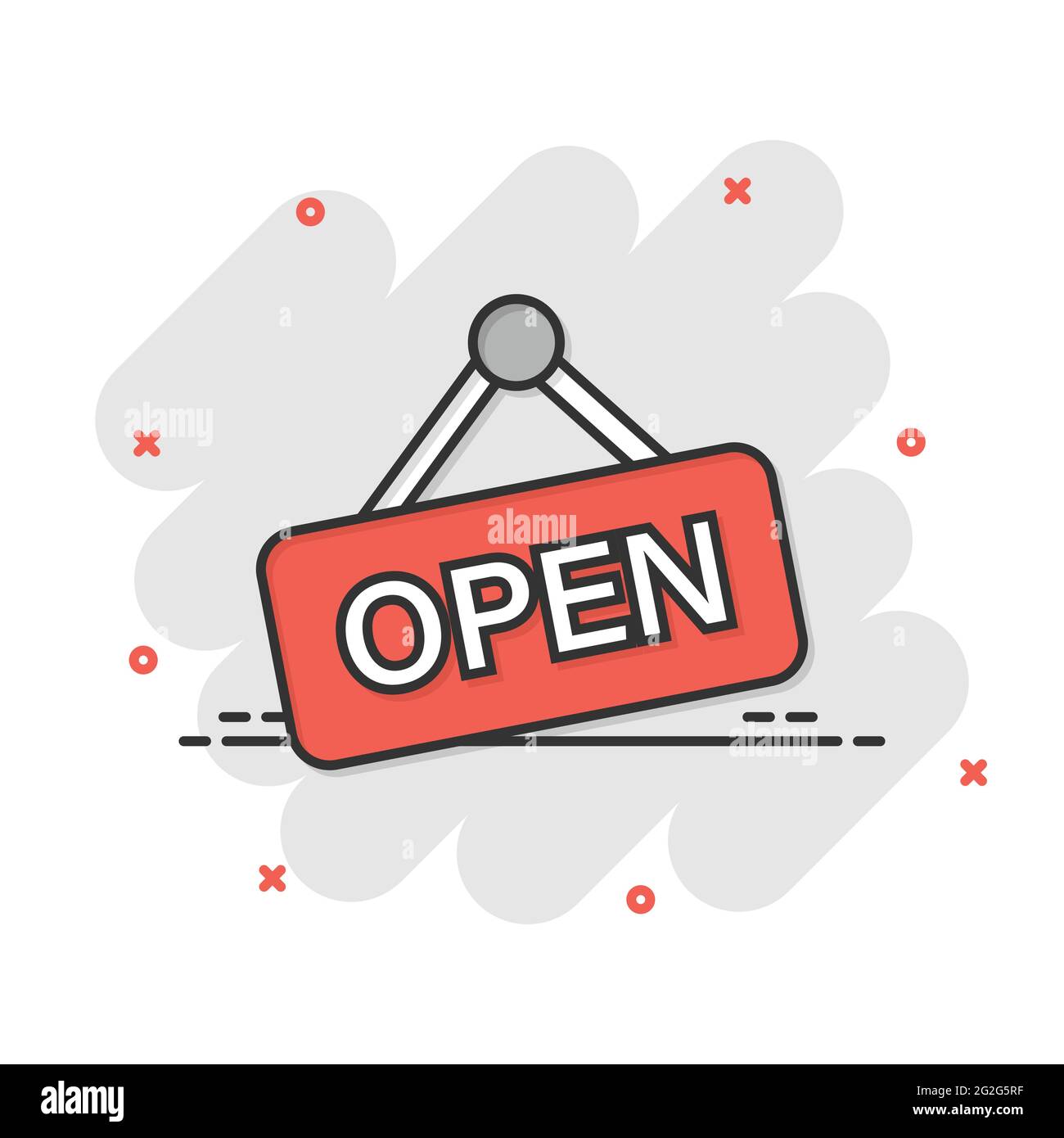 Open sign icon in comic style. Accessibility cartoon vector ...