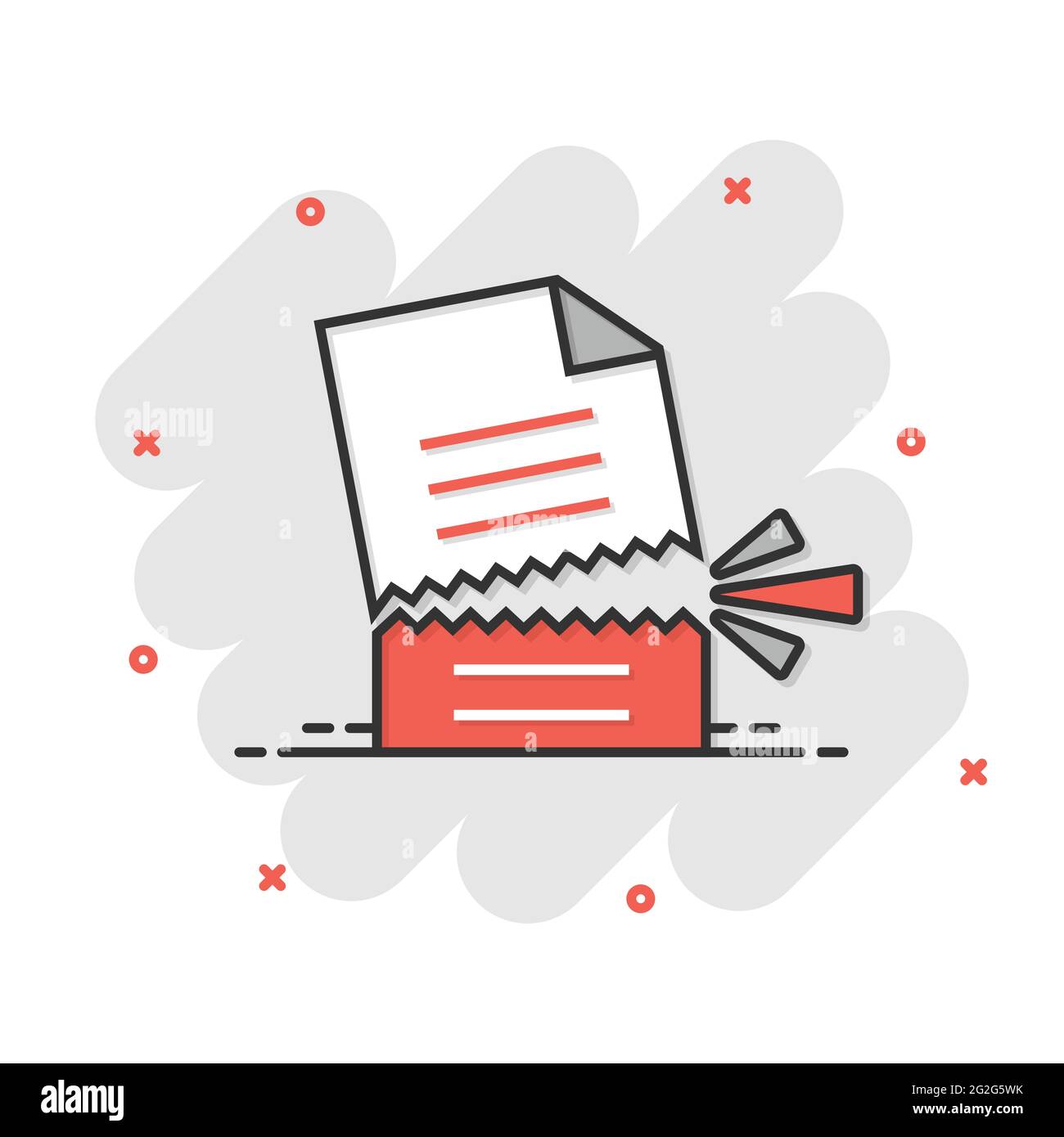 Document error icon in comic style. Broken report cartoon vector ...