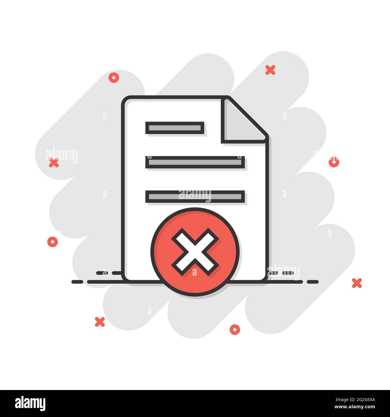 Document error icon in comic style. Broken report cartoon vector ...