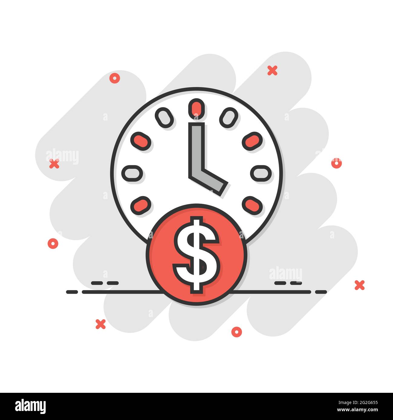 Time is money icon in comic style. Project management cartoon vector ...
