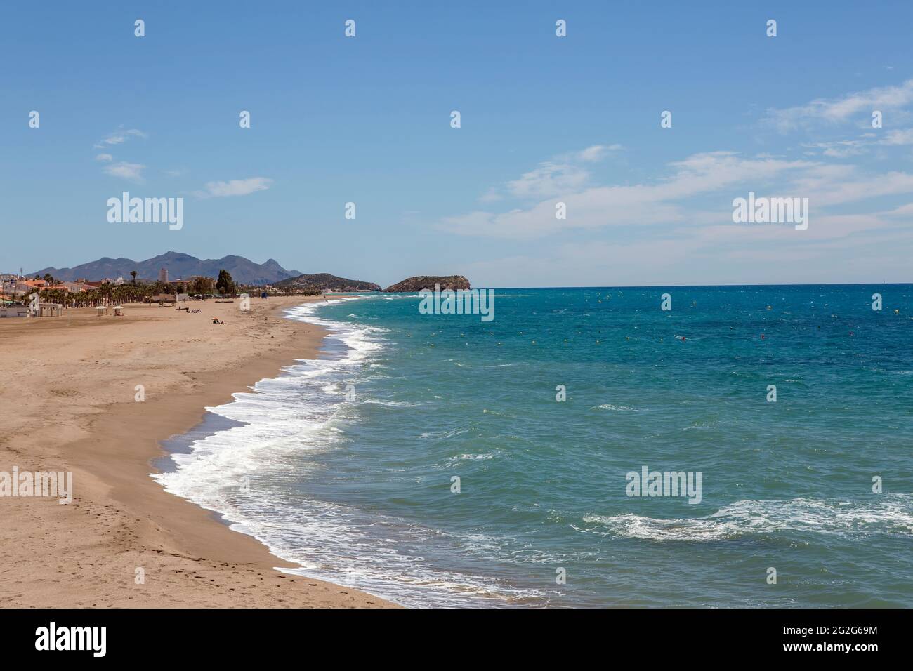 view of a beach without people with sand and hail in the Spanish town ...