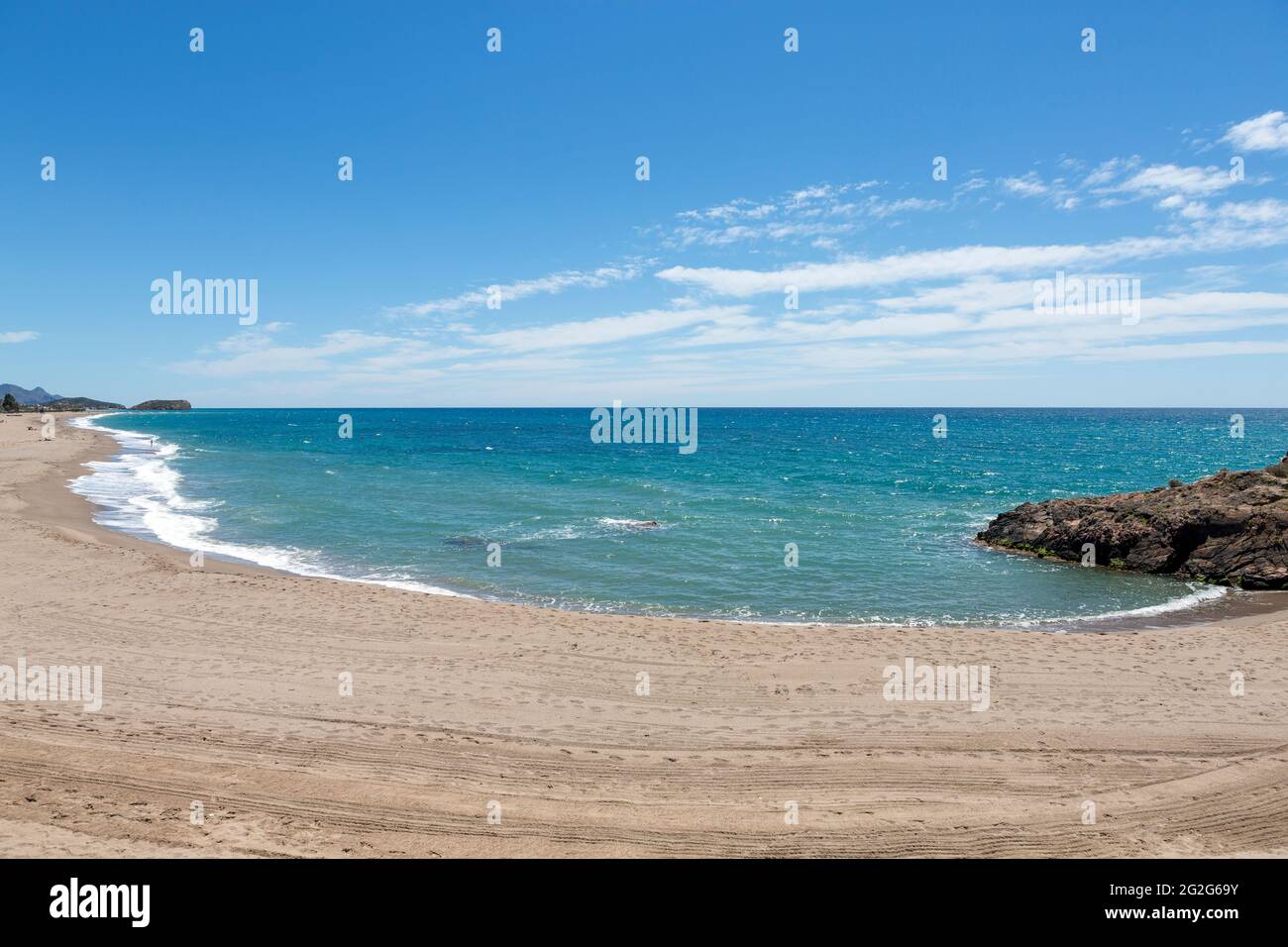 view of a beach without people with sand and hail in the Spanish town ...