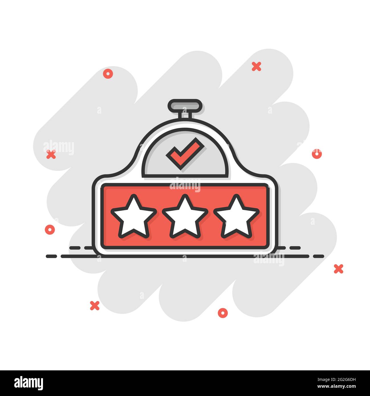 Rating result icon in comic style. Clock with stars cartoon vector ...