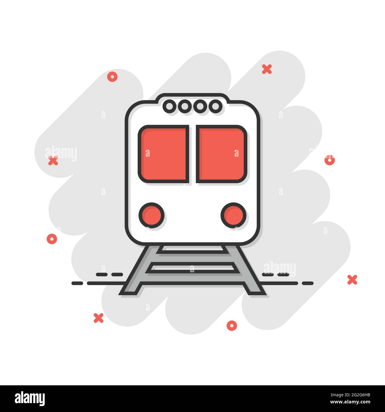 Metro icon in comic style. Train subway cartoon vector illustration on ...