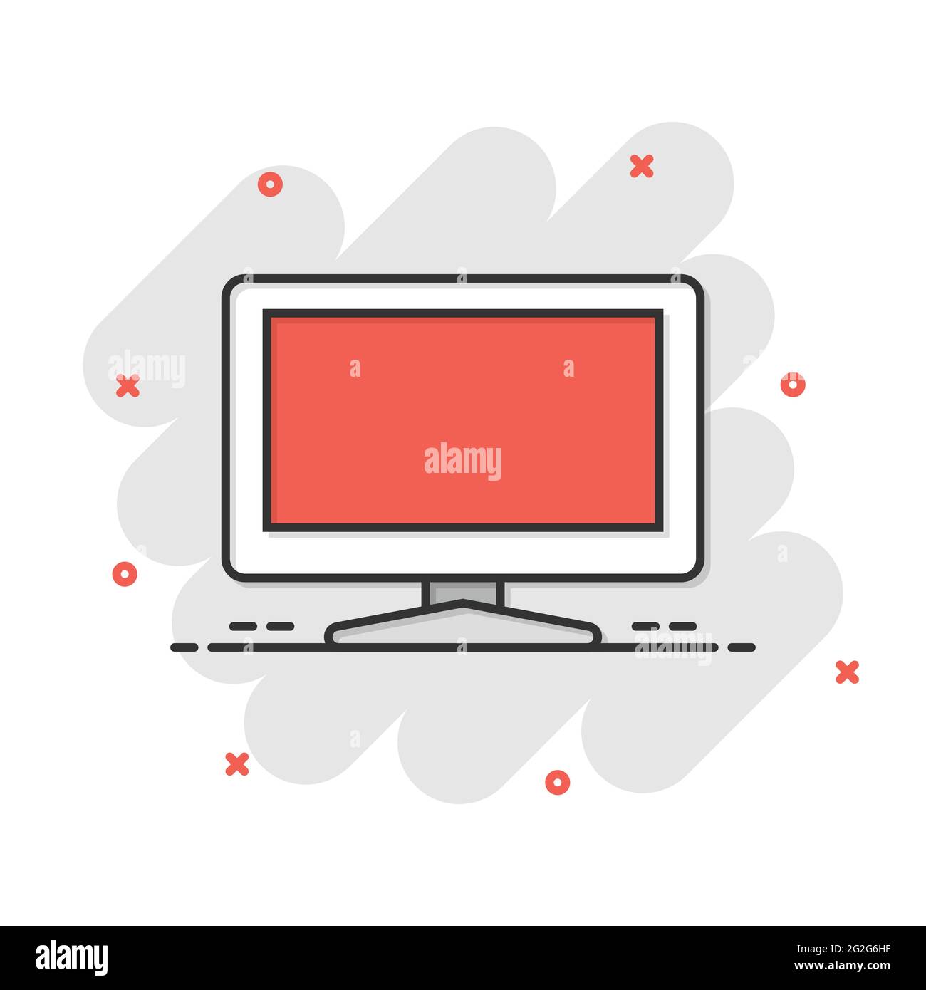 Monitor icon in comic style. Television cartoon sign vector ...