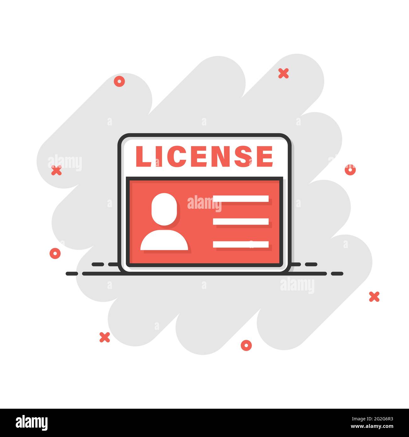 Driver license icon in comic style. Id card cartoon vector illustration ...